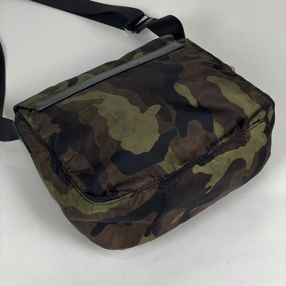 Prada | Bags | Prada Testo Nylon Shoulder Bag Plate Khaki Logo | Poshmark